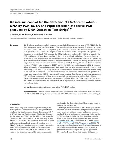 Pdf An Internal Control For The Detection Of Onchocerca Volvulus Dna