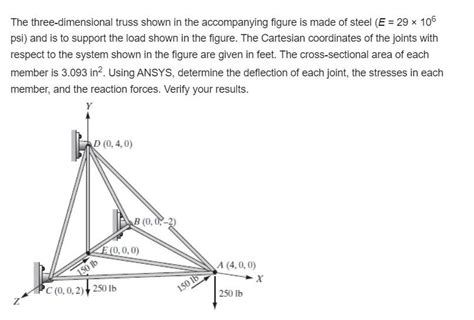 Solved The Three Dimensional Truss Shown In The Accompanying