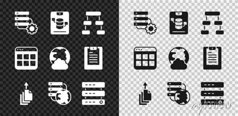 Set Server And Gear Server Data Web Hosting Hierarchy Organogram • Wall Stickers Background