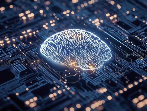 Digital Brain Made of Circuit Boards and Glowing Lights Symbolizes Advanced Technology and ...