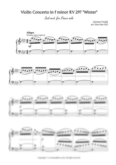 악보 A Vivaldi 비발디 사계 中 겨울 3악장 Allegro 연주회용 편곡
