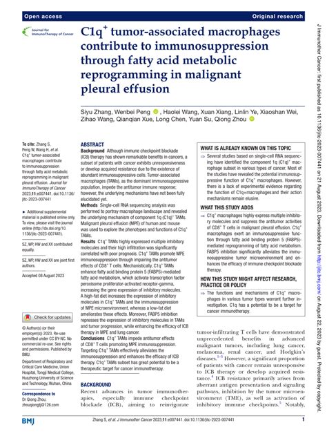 Pdf C1q Tumor Associated Macrophages Contribute To