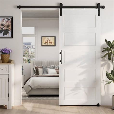 Wegate 30 In X 84 In White 5 Panel Latticework Mdf Sliding Barn Door