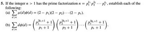 Solved 5 If The Integer N1 Has The Prime Factorization