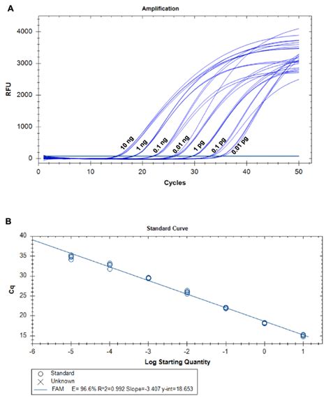 Amplification A And Calibration B Curves Of A Real Time Pcr Assay