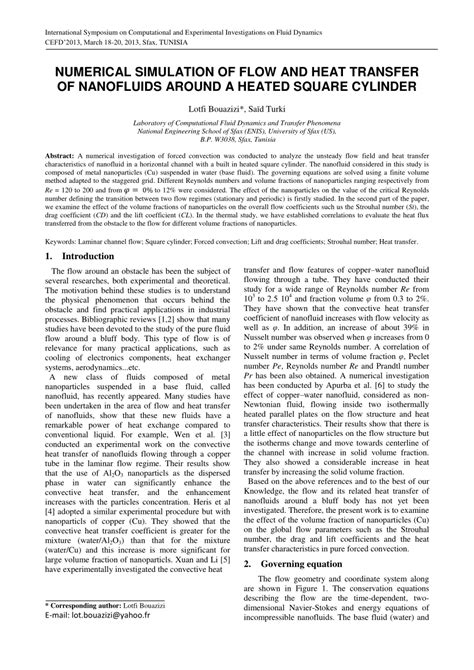 Pdf Numerical Simulation Of Flow And Heat Transfer Of Nanofluids