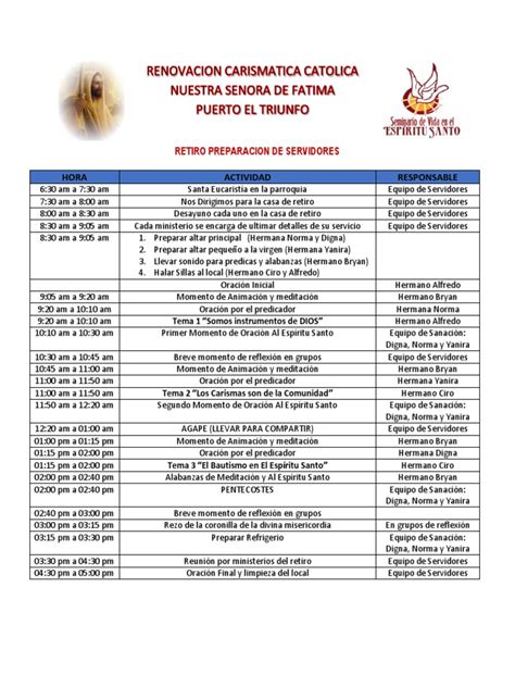 Renovacion Carismatica Catolica Retiro Preparacion De Servidores Pdf