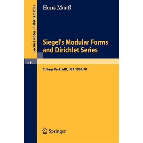 Siegels Modular Forms And Dirichlet Series