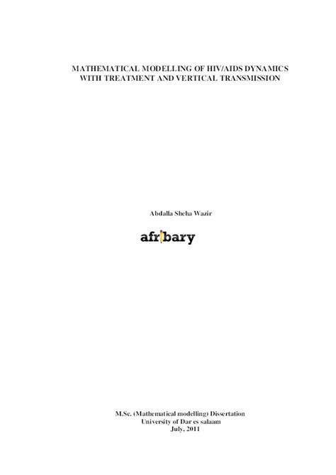 Mathematical Modelling Of Hivaids Dynamics With Treatment And Vertical