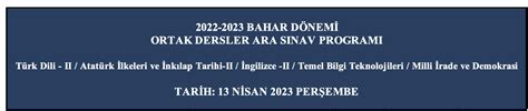 Ortak Dersler Bölüm Başkanlığı
