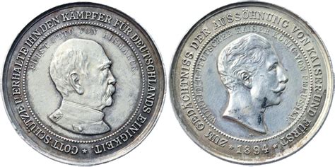 Germany Empire Silver Medal Reconciliation Of Bismarck With Wilhelm