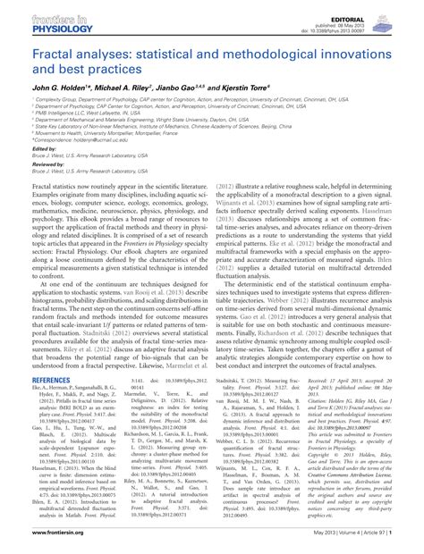 Pdf Fractal Analyses Statistical And Methodological Innovations And