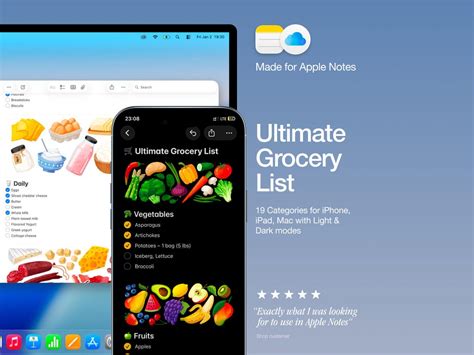 Apple Notes App Grocery List Template Grocery Note Planner Food