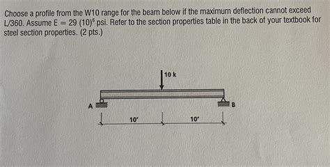 Solved Choose A Profile From The W10 Range For The Beam