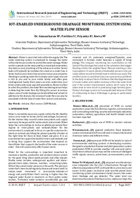 Pdf Irjet Iot Enabled Underground Drainage Monitoring System Using