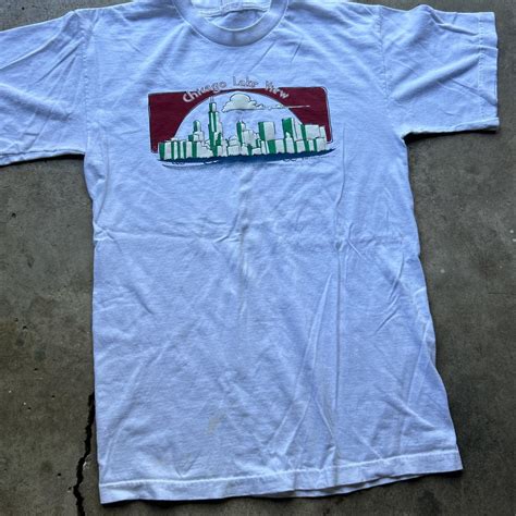 Vintage 1997 Chicago Skyline Lake View Tee 👕 Size Depop