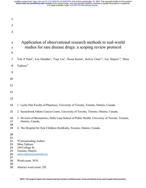 Pdf Application Of Observational Research Methods To Real World