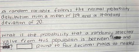 Solved A Random Variable Follows The Normal Probability Distribution