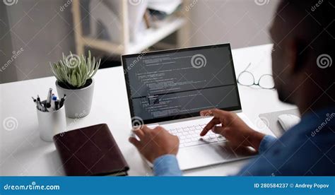 African American Web Developer Programmer Stock Image Image Of Laptop Back 280584237