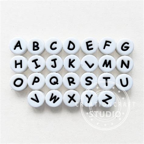 50 100pcs 12 8mm Silicone Letter Beads Flat Round Letter Silicone