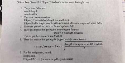 Solved Write A Java Class Called Ellipse This Class Is