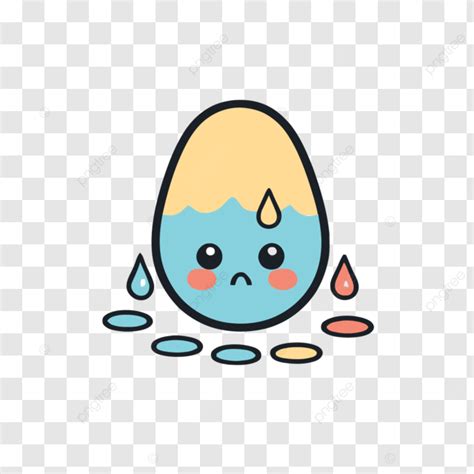 배경에 눈물이 있는 귀여운 계란 디자인 벡터 흰색 배경에 귀여운 물의 단순한 다채로운 아이콘 그림자 없음 작은 프레임 중앙