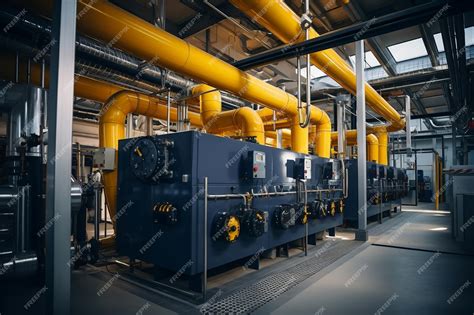 Hvac 시스템 냉각기 보일러 및 배관 설치 Ai 프리미엄 사진