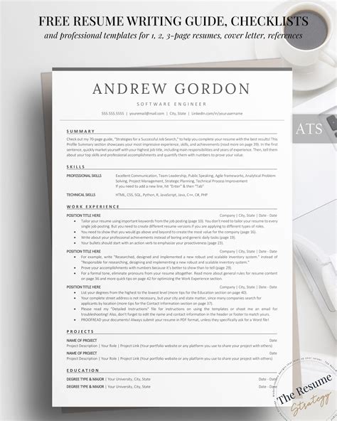 software engineer ats resume template ats friendly resume template tech