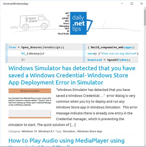 Creating A Windows Universal App From Your Existing Web Sites Using