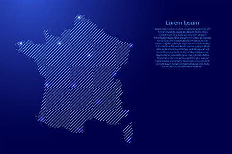 파란색 패턴의 프랑스지도는 평행선과 빛나는 우주 별 격자를 기울었다 벡터 그림입니다 0명에 대한 스톡 벡터 아트 및 기타 이미지