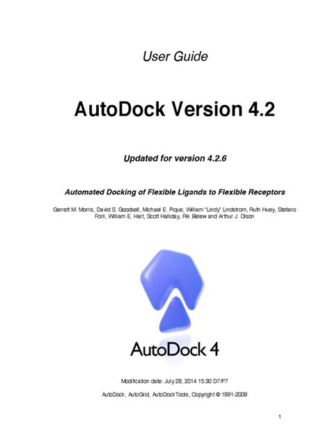 Autodock4 2 6 Userguide Pdf Pdf Docking Molecular Force Field