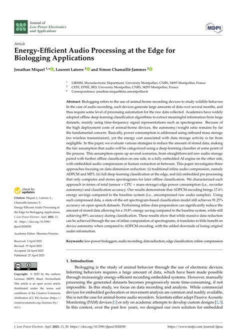 pdf energy efficient audio processing at the edge for biologging