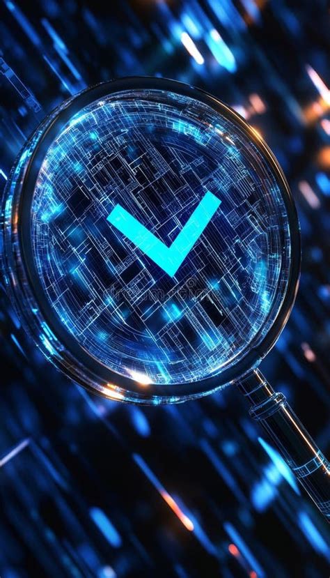 High Tech Magnifying Glass With Vibrant Blue Check Mark Symbolizing Data Analysis And