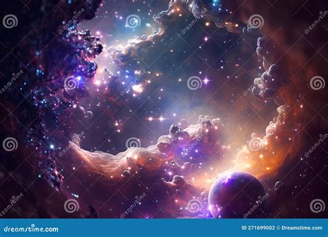 nebula and galaxies in space neural network generated art stock