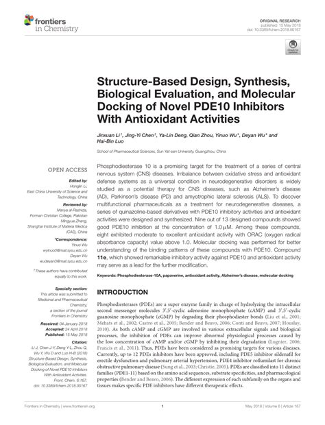Pdf Structure Based Design Synthesis Biological Evaluation And