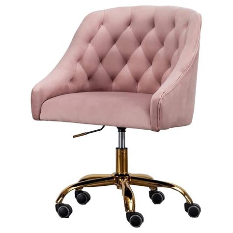 Best Master Furniture Dulce Pink Velvet Swivel Task Chair With Gold
