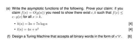 solved e write the asymptotic functions of the following