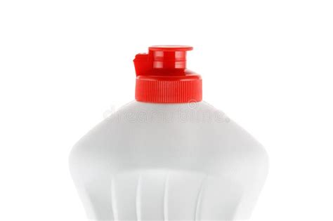 White Plastic Bottle With Cap Isolated On White Background For Liquid