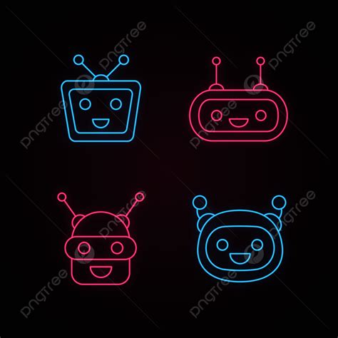 Light Set Vector Design Images Chatbots Neon Light Icons Set Decoration Dialog Chat Png