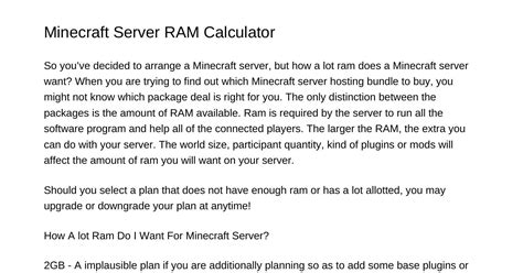 Minecraft Server RAM Calculatorapycu Pdf Pdf DocDroid