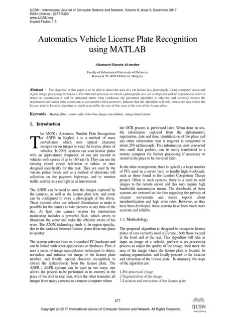 Automatics Vehicle License Plate Recognition Using Matlab Pdf