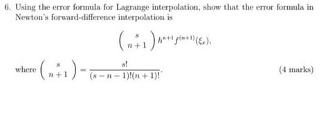 solved 6 using the error formula for lagrange