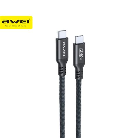 Awei CL 140 1m PD240W Quick Charge Type C To Type C Fast Charging Data Cable 48V 5A Cord COD