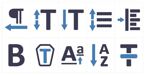 A Set Of 10 Editing Tools Icons As Paragraph Alignment Text Size Vertical Type 51560719 Vector