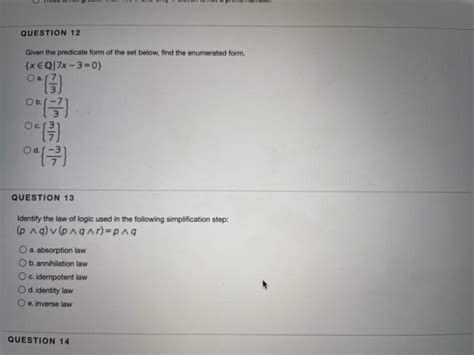 Solved Given The Predicate Form Of The Set Below Find The