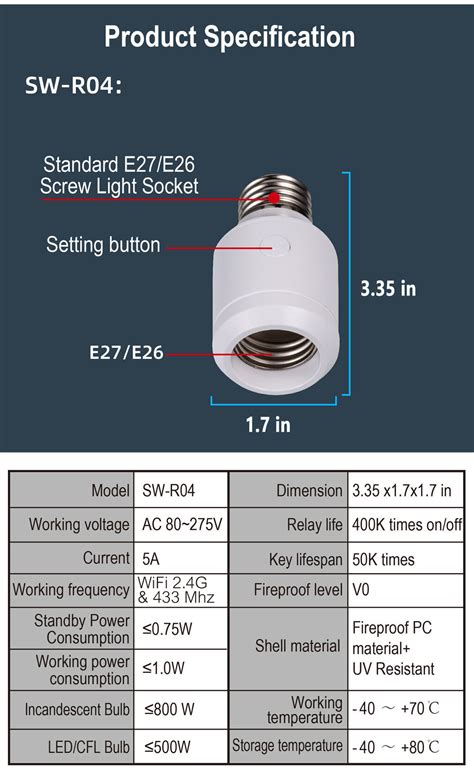 Smart E26e27 Light Socket With On Off Light Switch Kit For Led Bulbs