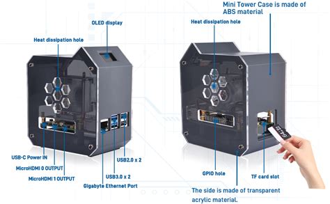geeekpi mini tower kit for raspberry pi 5 case with ice