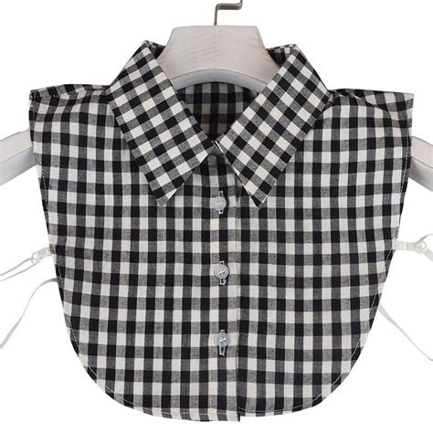 Plaid Womens Half Shirt Cotton Dicky Detachable Fake Etsy