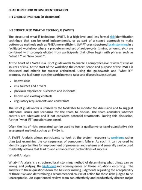 Chap Ii What If Structured Swift Pdf Risk Risk Assessment