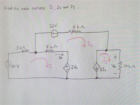 solved find the mesh currents i1 i2 and i3
